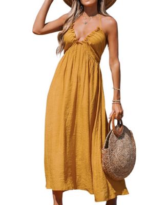 CUPSHE Women's Ruffled Halter Maxi Cover Up Dress - Macy's