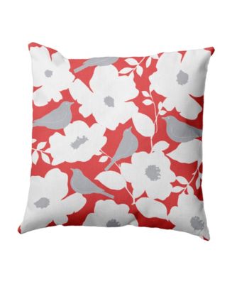 Mod floral 16 Inch Coral and Gray Decorative Floral Throw Pillow - Macy's