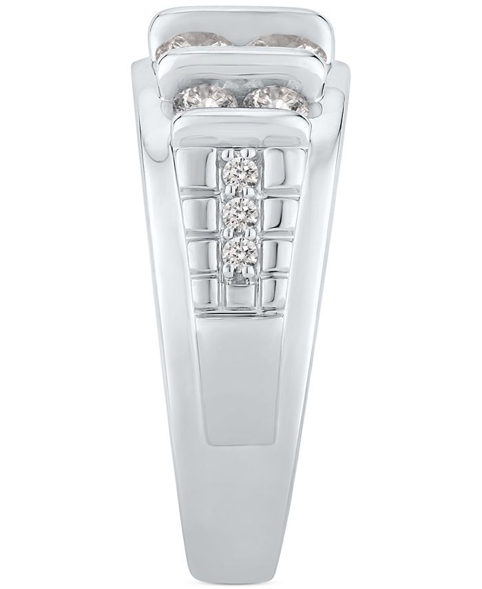 Macy's Men's Diamond Graduated Column Band (2 ct. t.w.) in 10k White ...