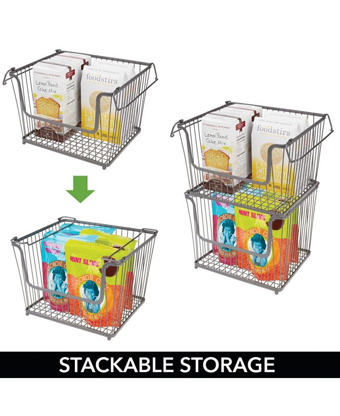 mDesign Stackable Storage Basket with Handles, 6 Pack - Macy's
