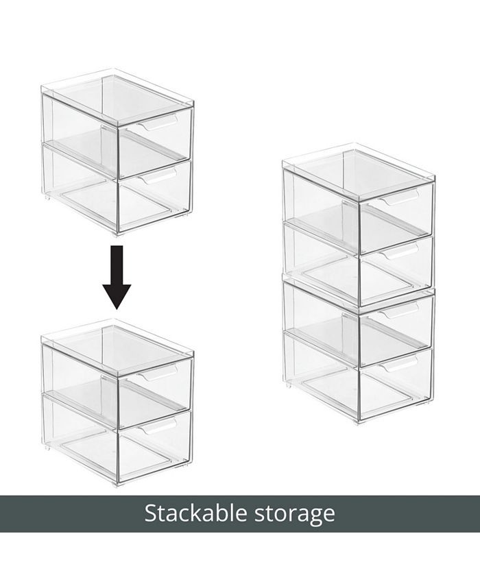 mDesign Stackable Plastic Storage Closet Bin Boxes with Pull-Out ...
