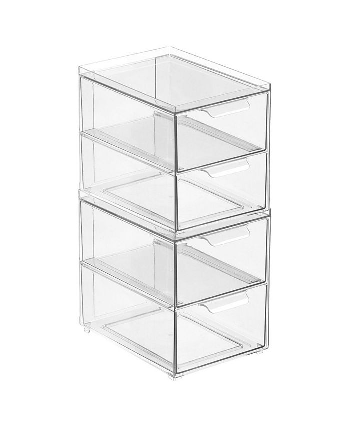 Mdesign Stackable Plastic Storage Closet Bin Boxes With Pull Out