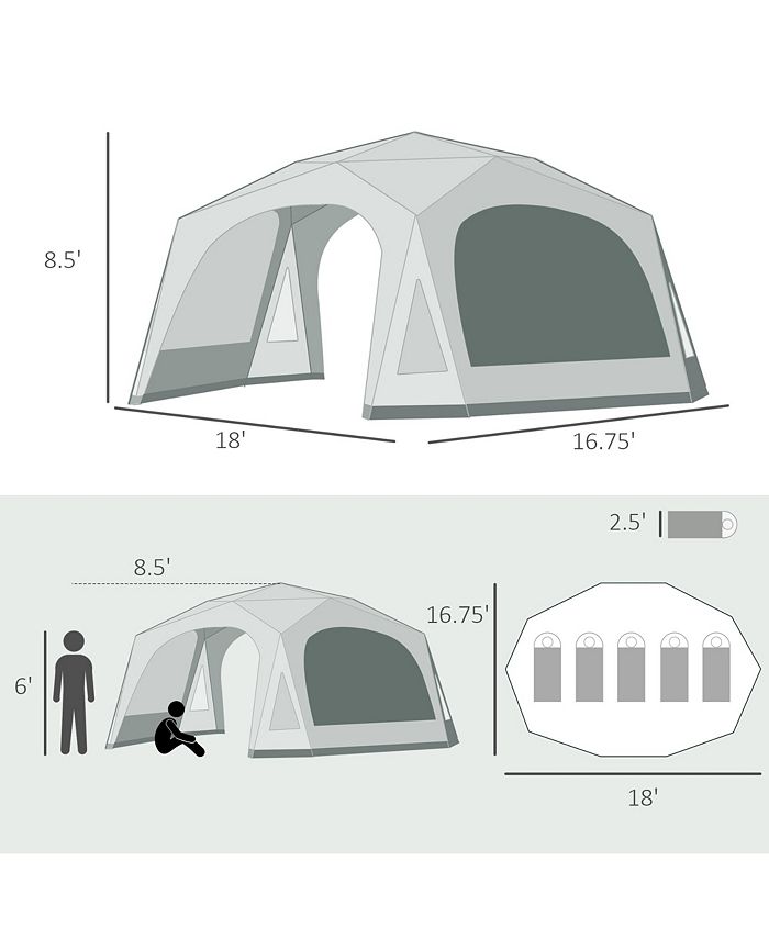 Outsunny 18' Person Camping Tent, Outdoor Tent with Door, Screen Room ...
