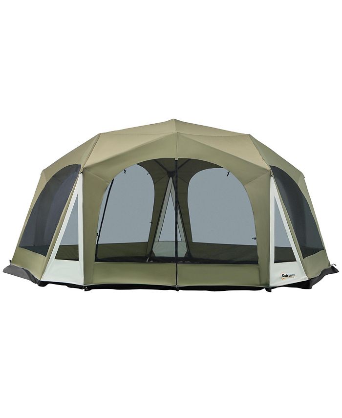 Outsunny 20 Person Camping Tent, Outdoor Tent with 2 Doors, Screen Room ...