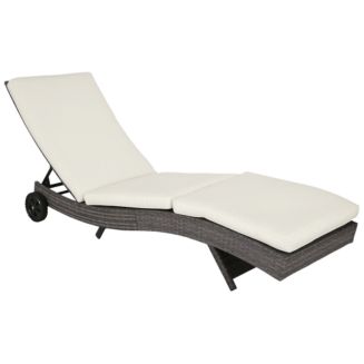Outsunny Reclining Chaise Lounge Chair, Thickly Cushioned, Rolling ...