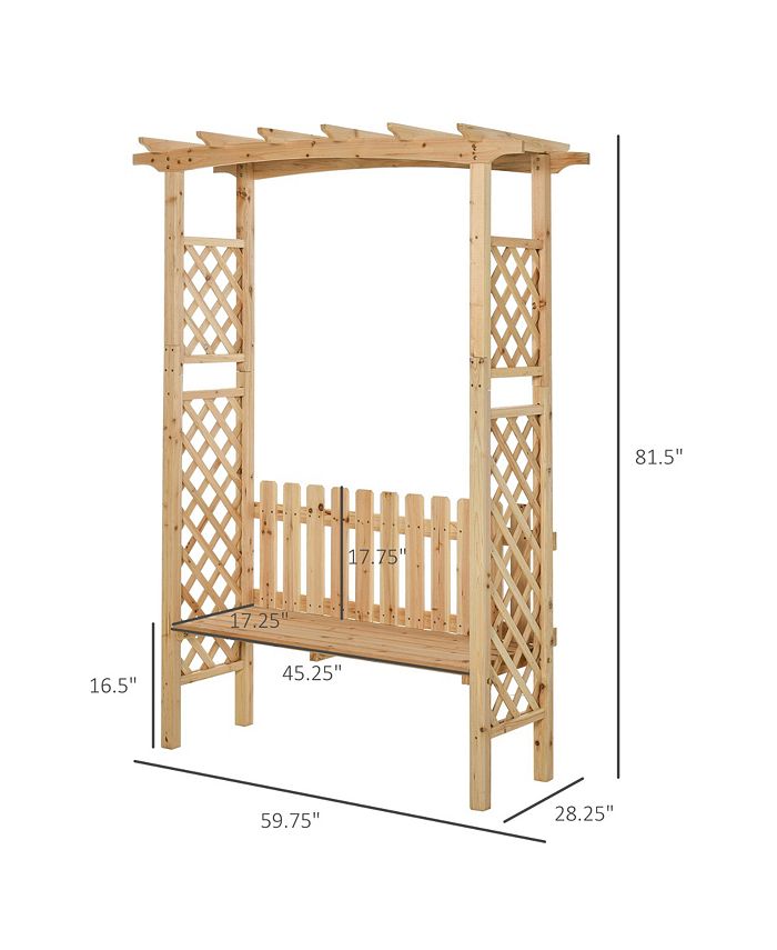 Outsunny Outdoor Garden Bench Arch Pergola with Natural Fir Wood Build ...