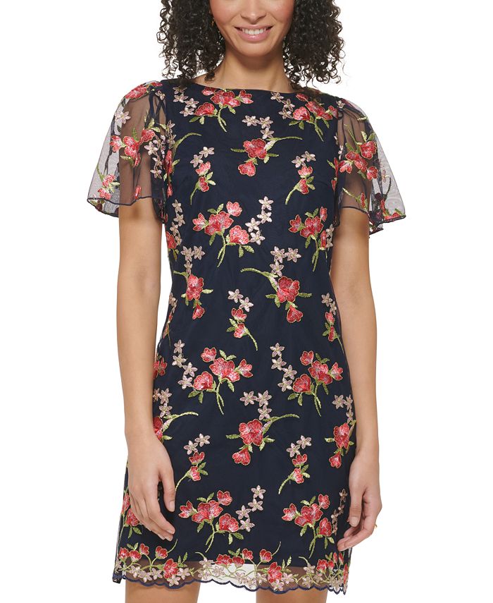 Jessica Howard Women's Floral-Embroidered Sheath Dress - Macy's
