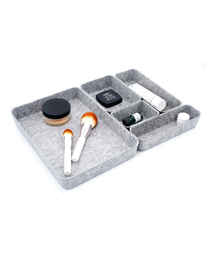 Welaxy Felt 5 Piece Desk and Drawer Organizer Tray Set - Macy's