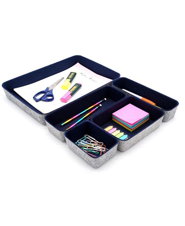 Welaxy Felt 5 Piece Desk and Drawer Organizer Tray Set - Macy's