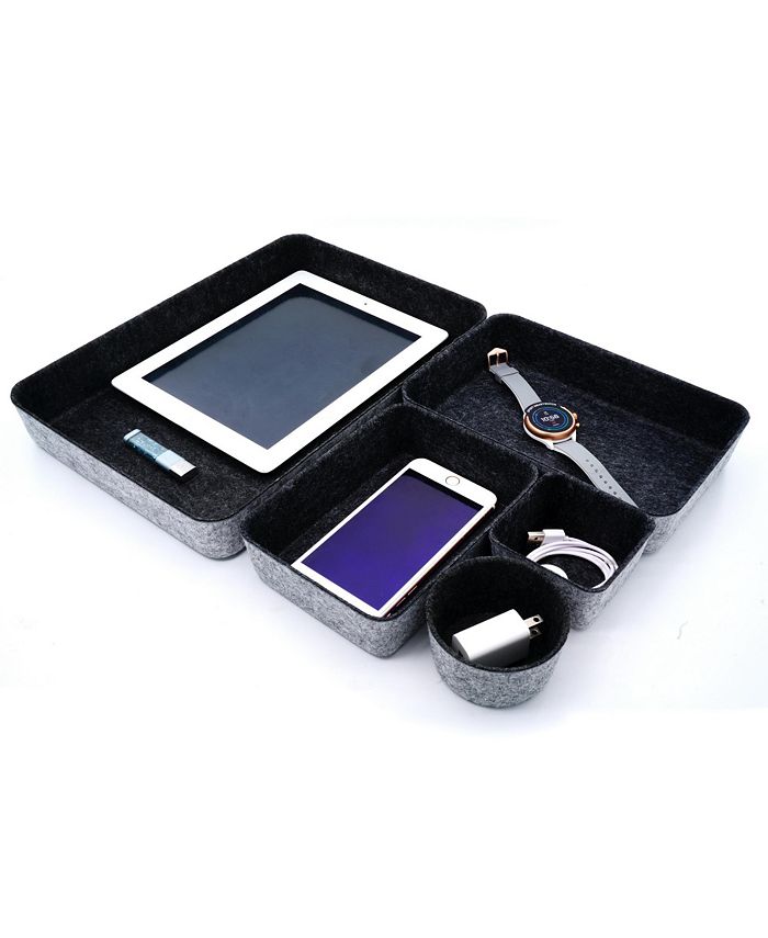 Welaxy Felt 5 Piece Desk and Drawer Organizer Bin Set - Macy's