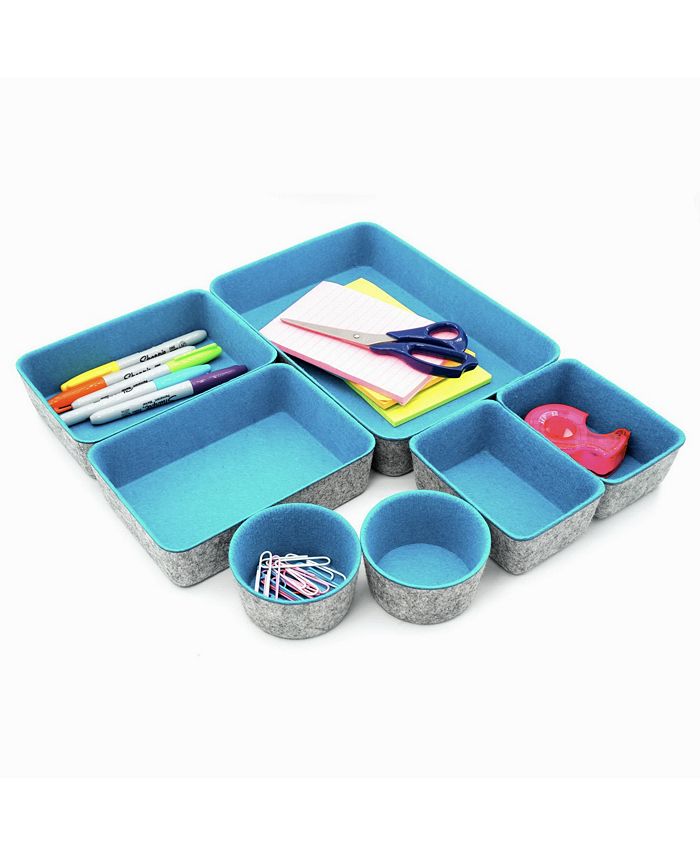 Welaxy 7 Piece Felt Drawer Organizer Set with Round Cups and Trays - Macy's