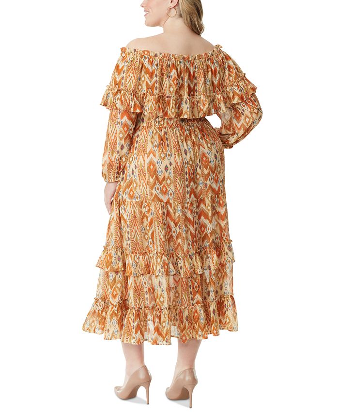 Jessica Simpson Plus Size Printed Merisa Ruffled Tiered Slit-Front ...