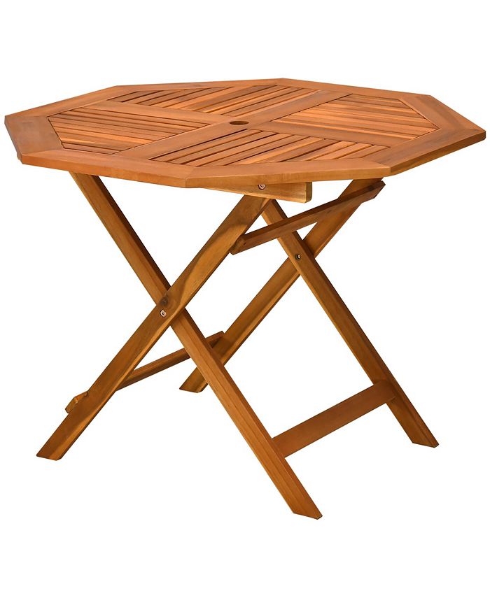 Outsunny 39" Acacia Wood Outdoor Dining Table, Octagon Patio Table with ...