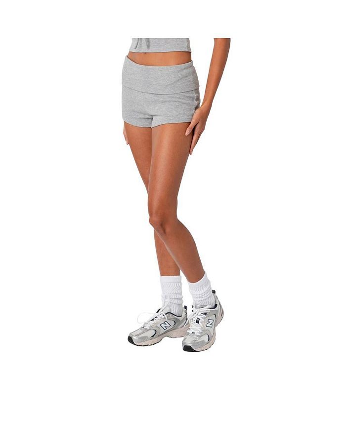 Edikted Women's Lizzy Foldover Waffle Shorts - Macy's