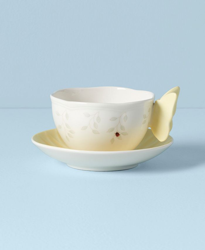 Lenox Butterfly Meadow Porcelain Cup and Saucer Set - Macy's