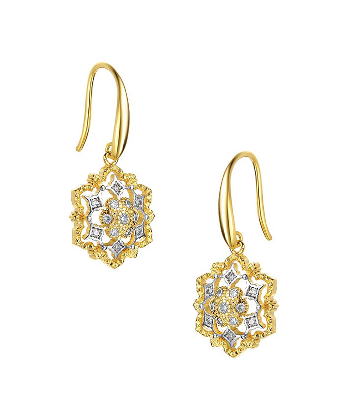 Rachel Glauber Rhodium And 14k Gold Plated Cubic Zirconia Hook Earrings