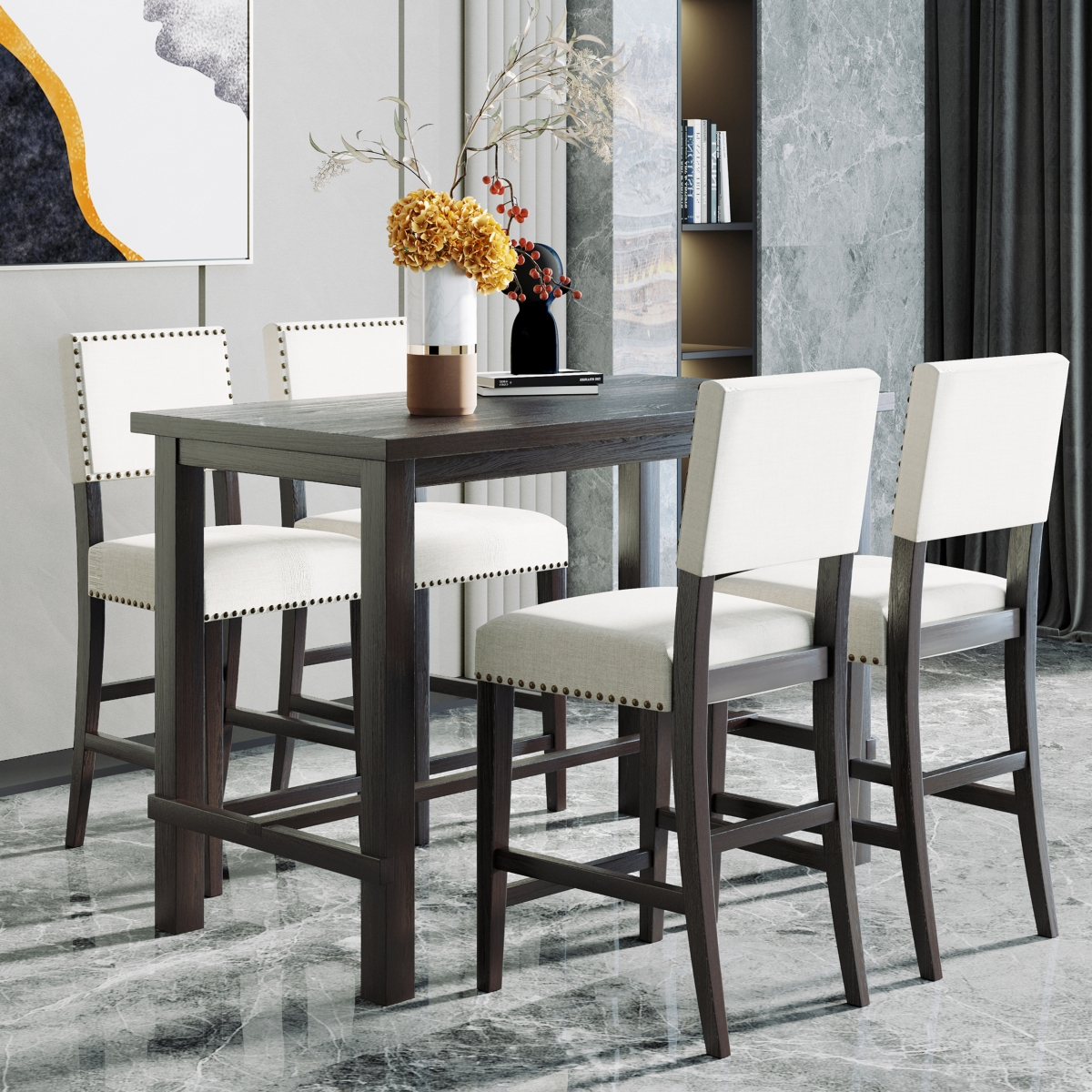 Click here for Streamdale 5-Piece Espresso Counter Height Dining... prices