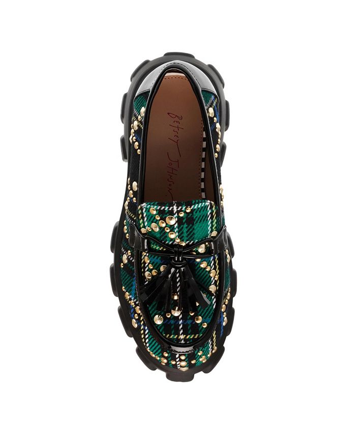 Betsey Johnson Women's Aleah Plaid Loafer with Studs - Macy's