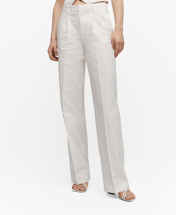 MANGO Women's Pleated Stripped Trousers - Macy's