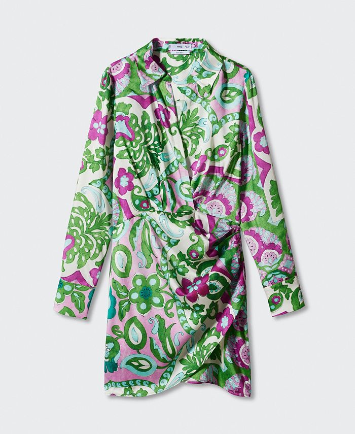 MANGO Women's Wrapped Satin Dress - Macy's