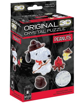 University Games Bepuzzled 3D Crystal Puzzle Peanuts Snoopy Campfire ...