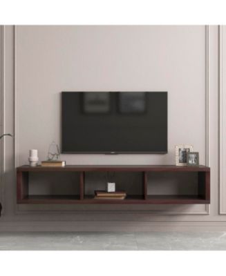 Simplie Fun Shallow Floating TV Console, 60", Walnut - Macy's