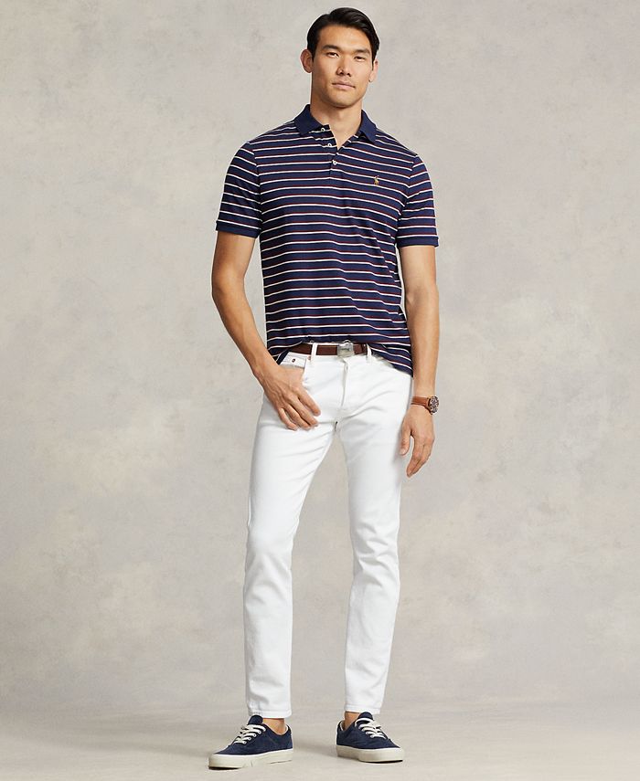 Polo Ralph Lauren Men's Custom Slim Fit Striped Soft Cotton Polo Shirt - Macy's