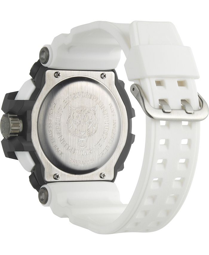 Plein Sport Men's Combat White Silicone Strap Watch 50mm - Macy's
