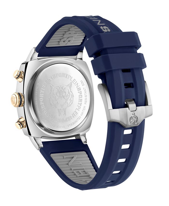 Plein Sport Men's Wildcat Blue Silicone Strap Watch 40mm - Macy's