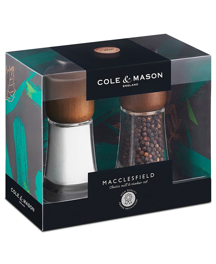 Cole & Mason Maccelfield Round Top Soft Square Wood Mill and Shaker Set ...
