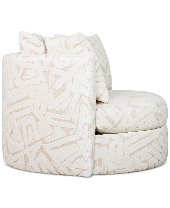 Furniture Korren Fabric Round Swivel Chair, Created for Macy's - Macy's
