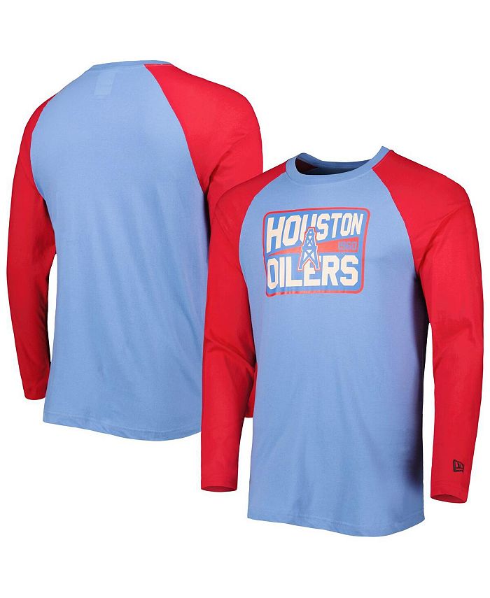 New Era Men's Light Blue Houston Oilers Throwback Raglan Long Sleeve T ...
