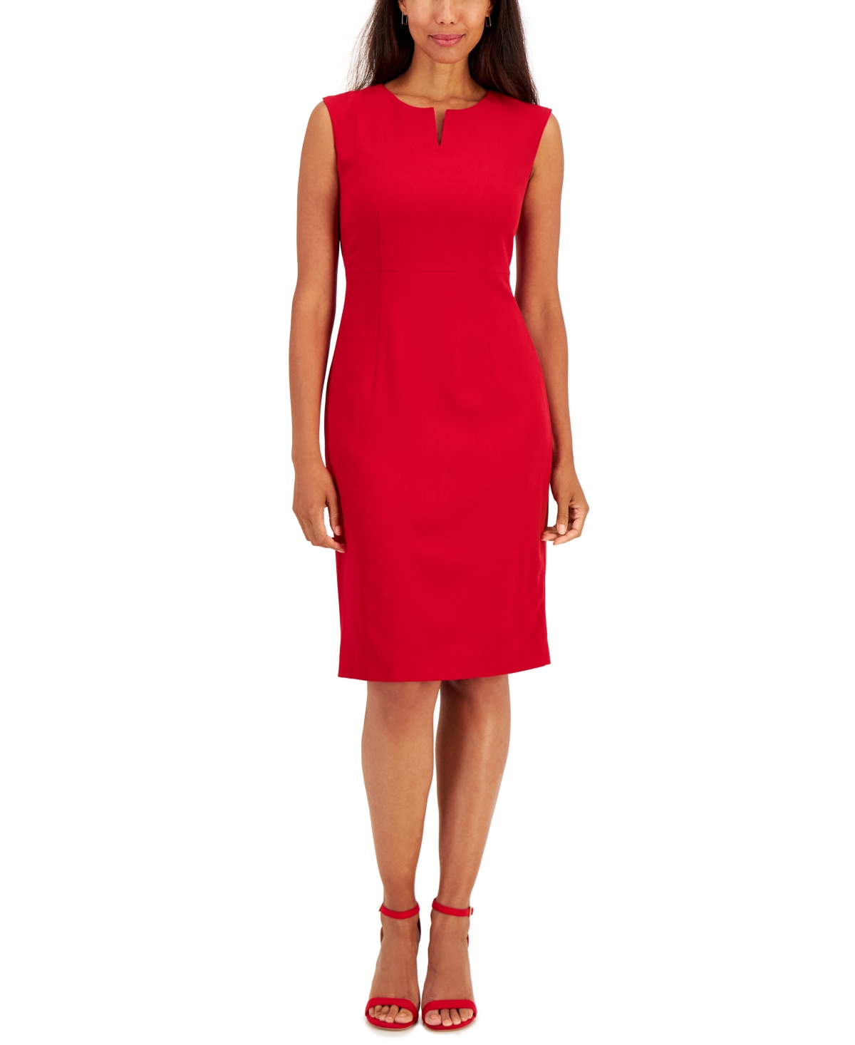 Click here for Kasper Womens Sleeveless Sheath Dress - Fire Red prices