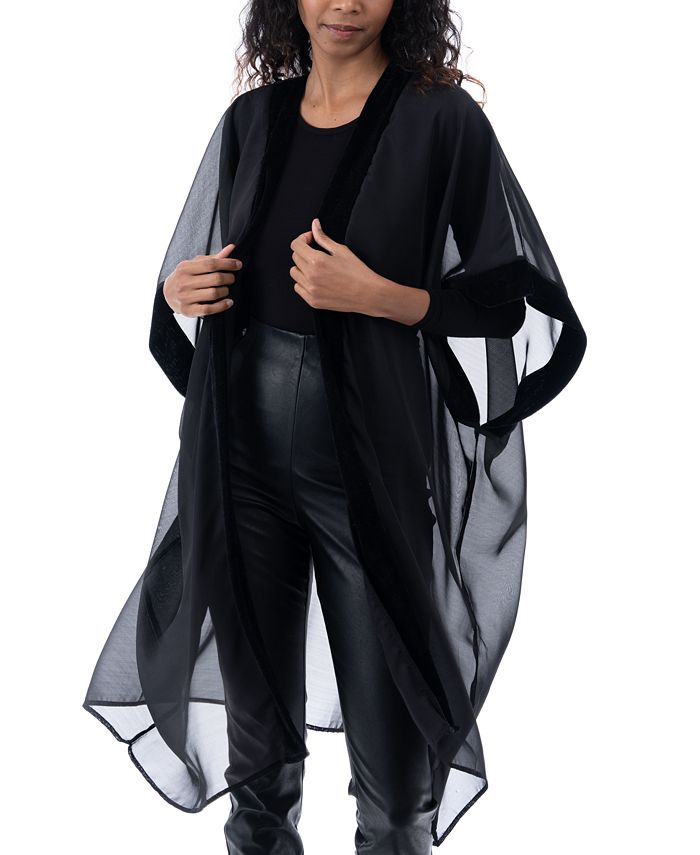 I.N.C. International Concepts Women's Crinkle Velvet-Trim Topper ...