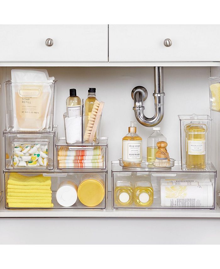 mDesign Stackable Kitchen Storage Bin Box with Pull-Out Drawer, XLarge ...