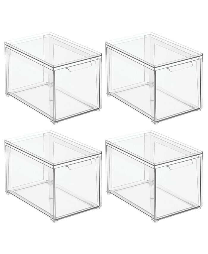 mDesign Stackable Closet Storage Bin Box with Pull-Out Drawer, Medium ...