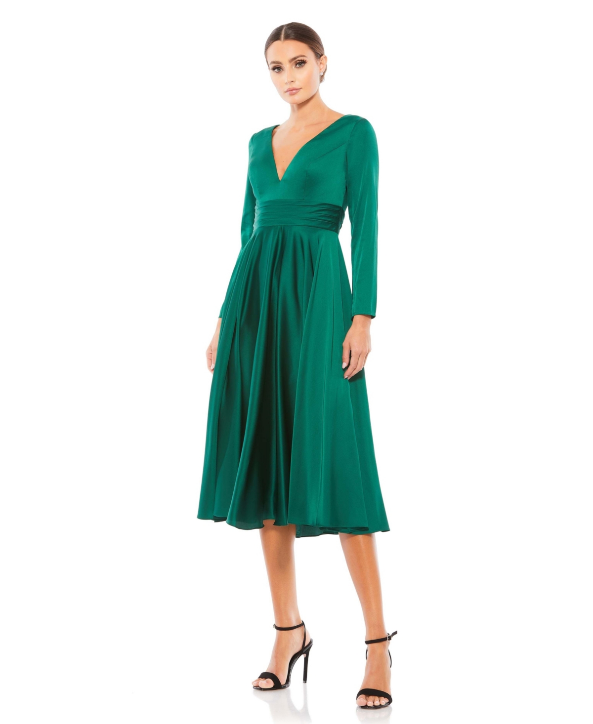 Click here for Mac Duggal Womens Ieena Long Sleeve A Line Midi Dr... prices