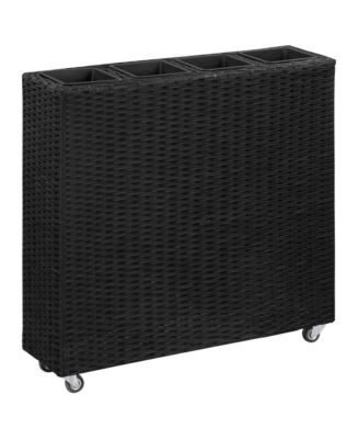 vidaXL Garden Raised Bed with 4 Pots 31.5"x8.7"x31.1" Poly Rattan Black ...