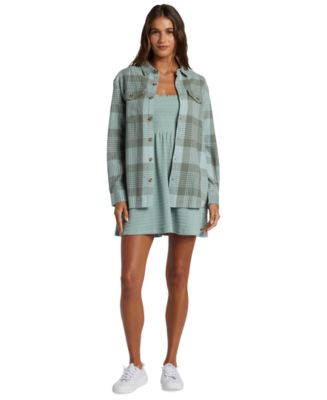 Roxy Juniors' Hanging 10 Textured Smocked Mini Dress & Let It Go Plaid ...