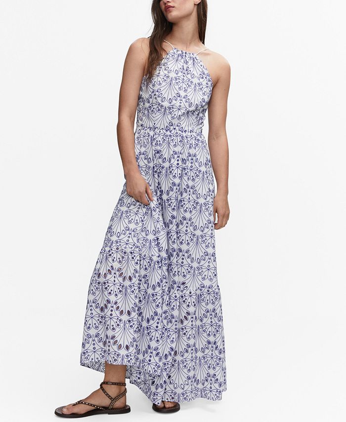 MANGO Women's Embroidered Halter Neck Dress - Macy's