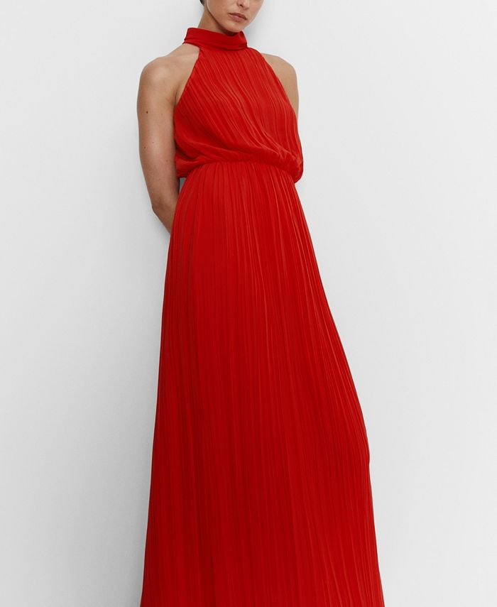 MANGO Women's Pleated Halter Neck Dress - Macy's