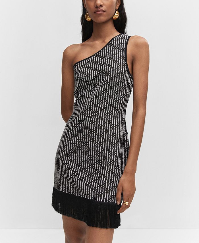 MANGO Women's Fringe Detail Asymmetric Dress - Macy's