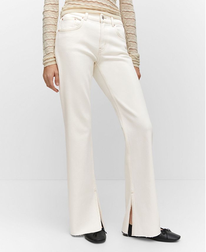 MANGO Women's Slits Detail Medium-Rise Straight Jeans - Macy's