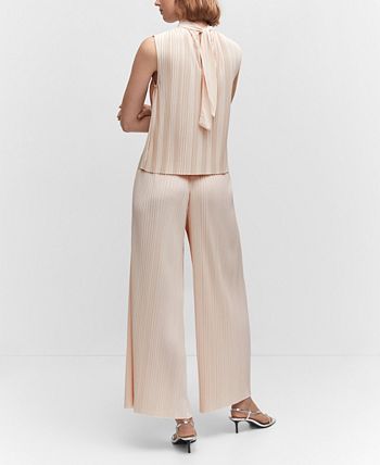 MANGO Women's Pleated Wide Leg Pants - Macy's