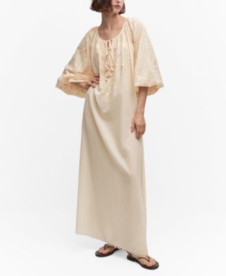 MANGO Women's Puff Sleeve Embroidered Dress - Macy's