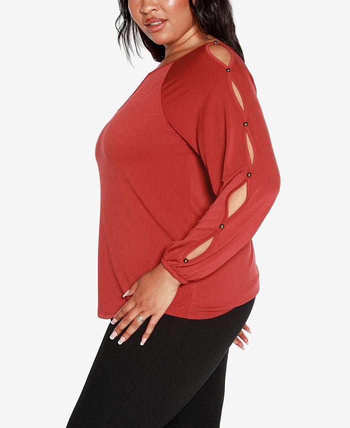 Belldini Black Label Plus Size Cutout Sleeve Top - Macy's