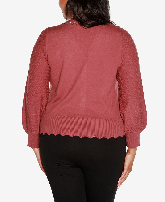 Belldini Black Label Plus Size Rhinestone Embellished Cardigan Sweater ...