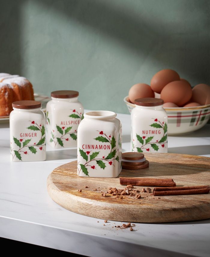 Lenox Holiday Baking Spice Jars, Set of 4 - Macy's
