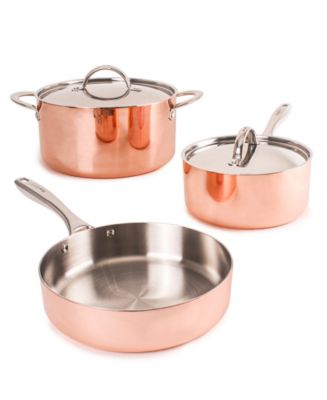 BergHOFF Vintage-Like Tri-Ply 5 Piece Mid Size Polished Copper Cookware ...