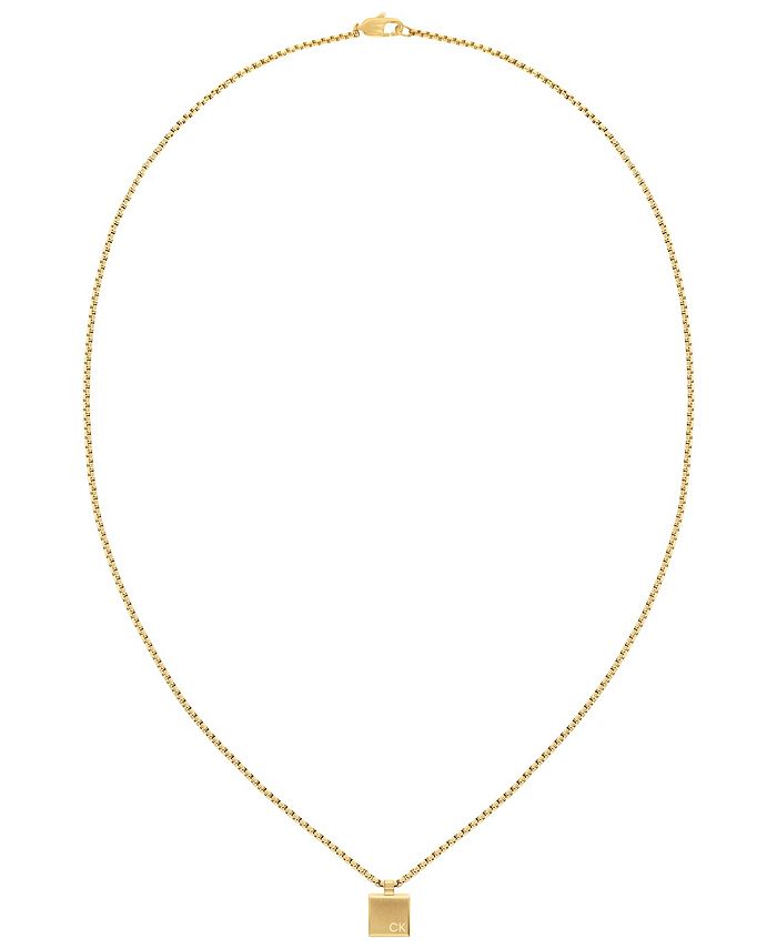 Calvin Klein Men's Gold-Tone Stainless Steel Square Pendant Necklace ...